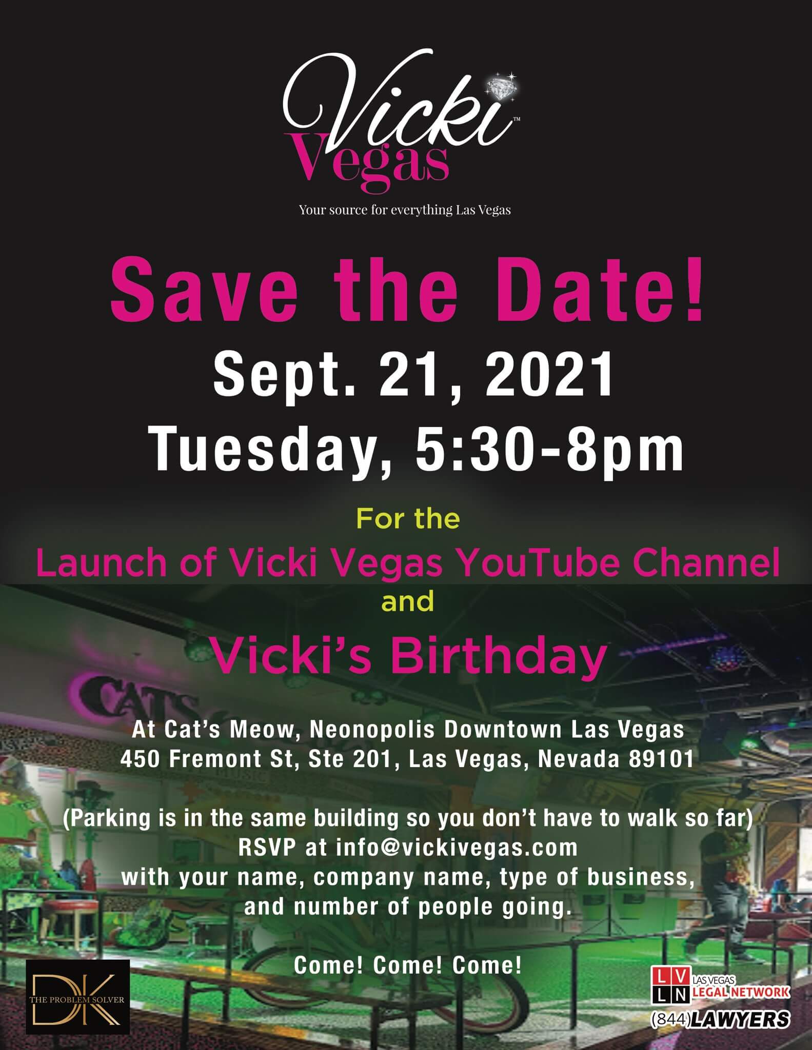 RSVP for the Launch of Vicki Vegas YouTube Channel and Vicki's Birthday!